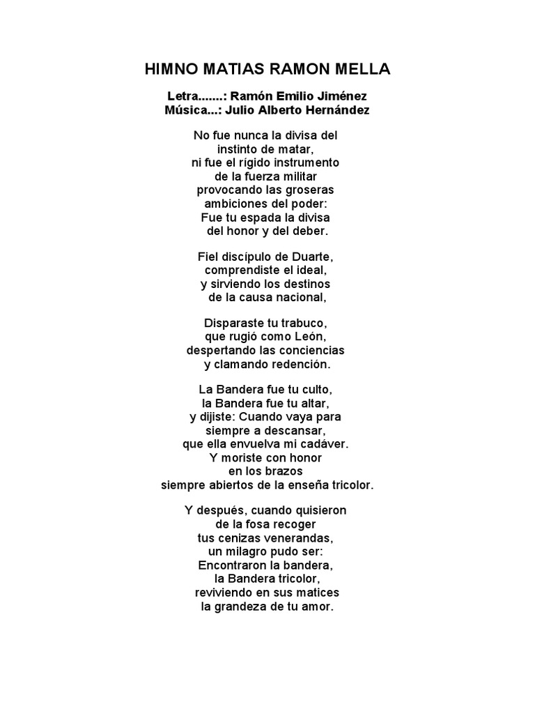 Himno Matias Ramon Mella | PDF