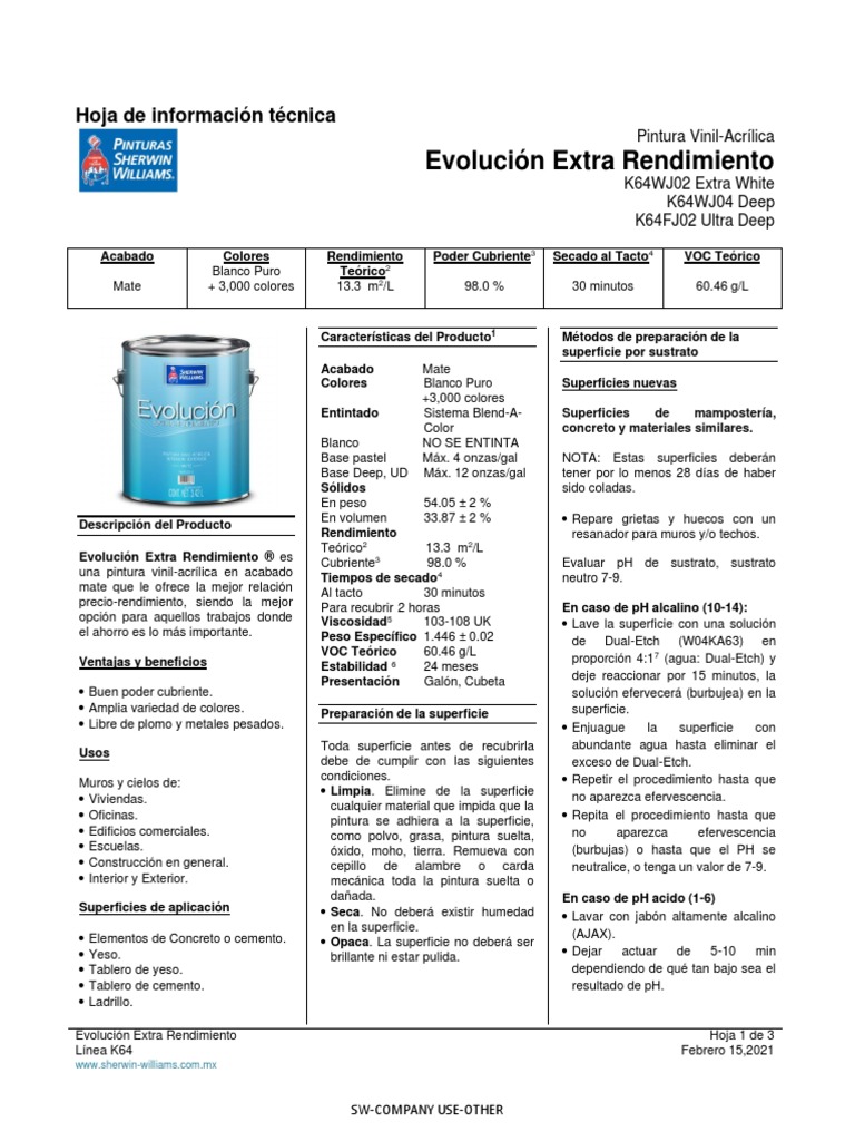 K64 Evolucion Extra Rendimiento | PDF | Pintar | Pinturas