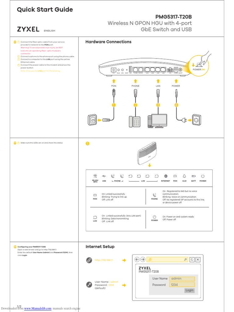 Manual ONT Zyxel PMG5317T20b | Download Free PDF | Wi Fi | Wireless Lan