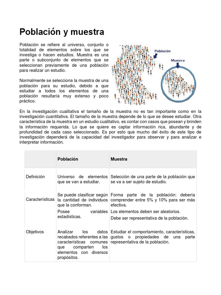 Población y Muestra | PDF | Muestreo (Estadísticas)