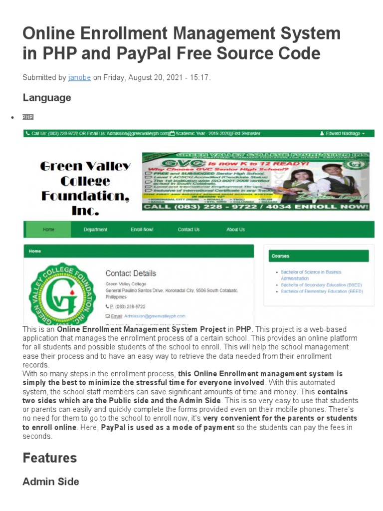 PHP Online Enrollment System | PDF | Career & Growth | Business