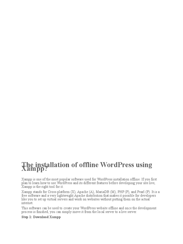 Offline WordPress Setup Guide | PDF | Word Press | Computing