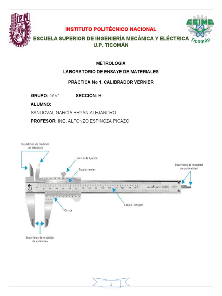 Practica No 1 Calibrador Vernier | PDF | Herramientas | Metrología