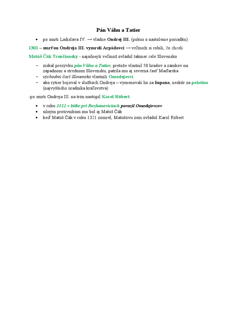 Pán Váhu A Tatier-Pozn | PDF