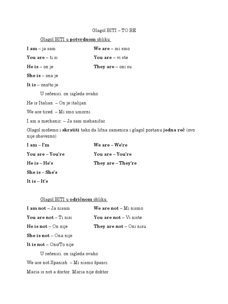Glagol Biti: Oblik i Upotreba | PDF | Language Arts & Discipline
