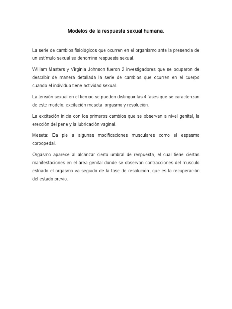 Modelos De La Respuesta Sexual Humana Pdf