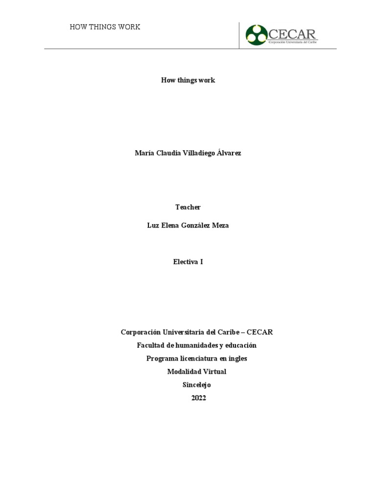 Understanding How Things Work | PDF