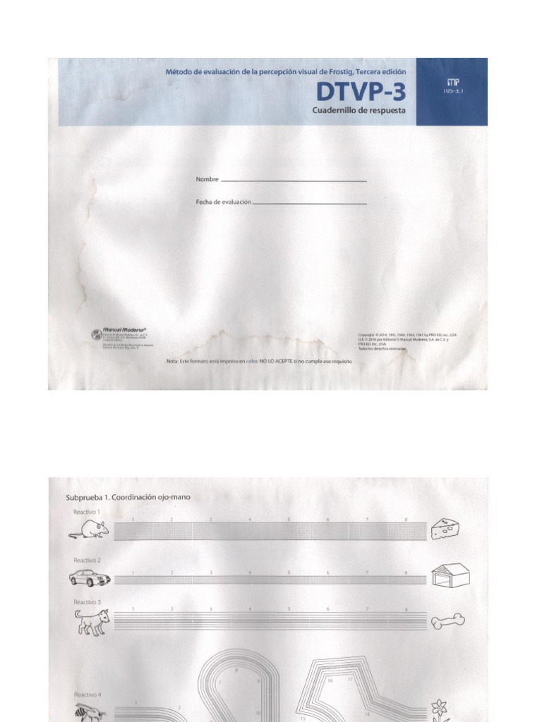 DTVP Cuadernillo de Respuestas | PDF