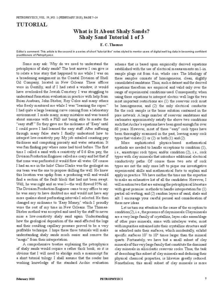 What Is It About Shaly Sands Shaly Sand Tutorial 1 of 3 | PDF | Ion ...