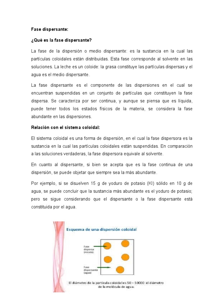 Fase Dispersante | PDF | Coloide | Fase (materia)