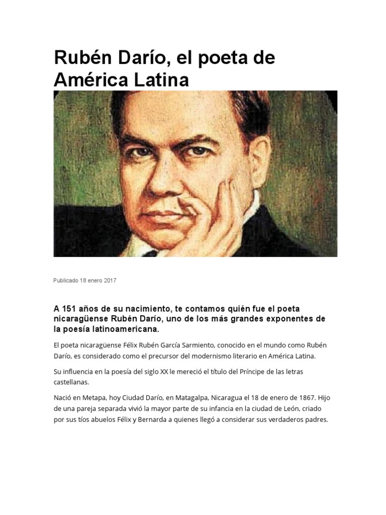 Biografía de Rubén Darío: Modernismo y Legado | PDF