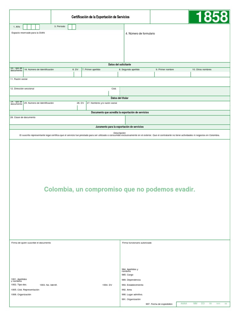 FT 1858 Certificación Exportación Servicios | PDF | Impuestos | Pagos