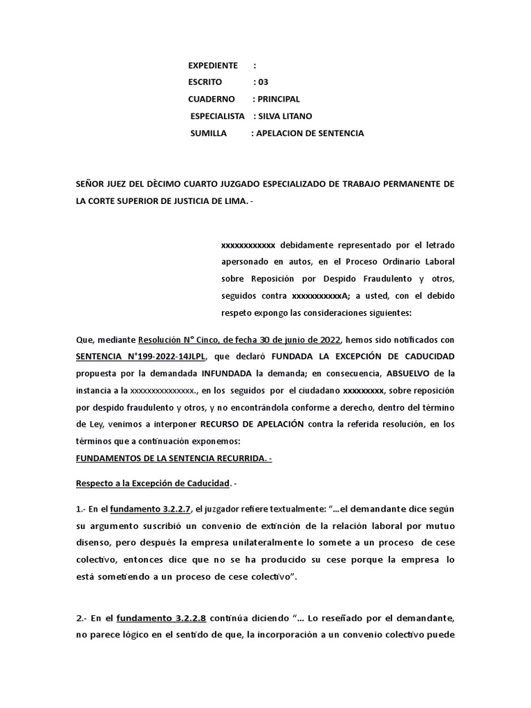 APELACION | PDF | Sentencia (ley) | Apelación