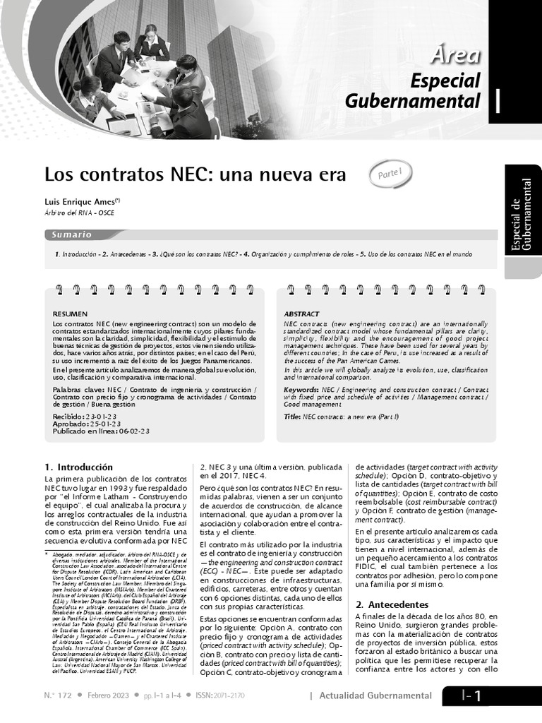 Los Contratos NEC - Una Nueva Era-1 | PDF | Contratista general | Outsourcing