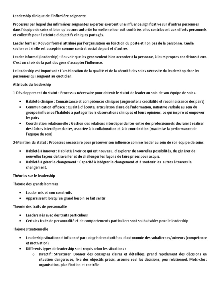 Leadership clinique infirmier en pratique | PDF | Direction | Allaitement