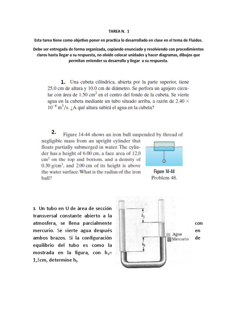 Tarea de Fluidos: Determina h1 | PDF