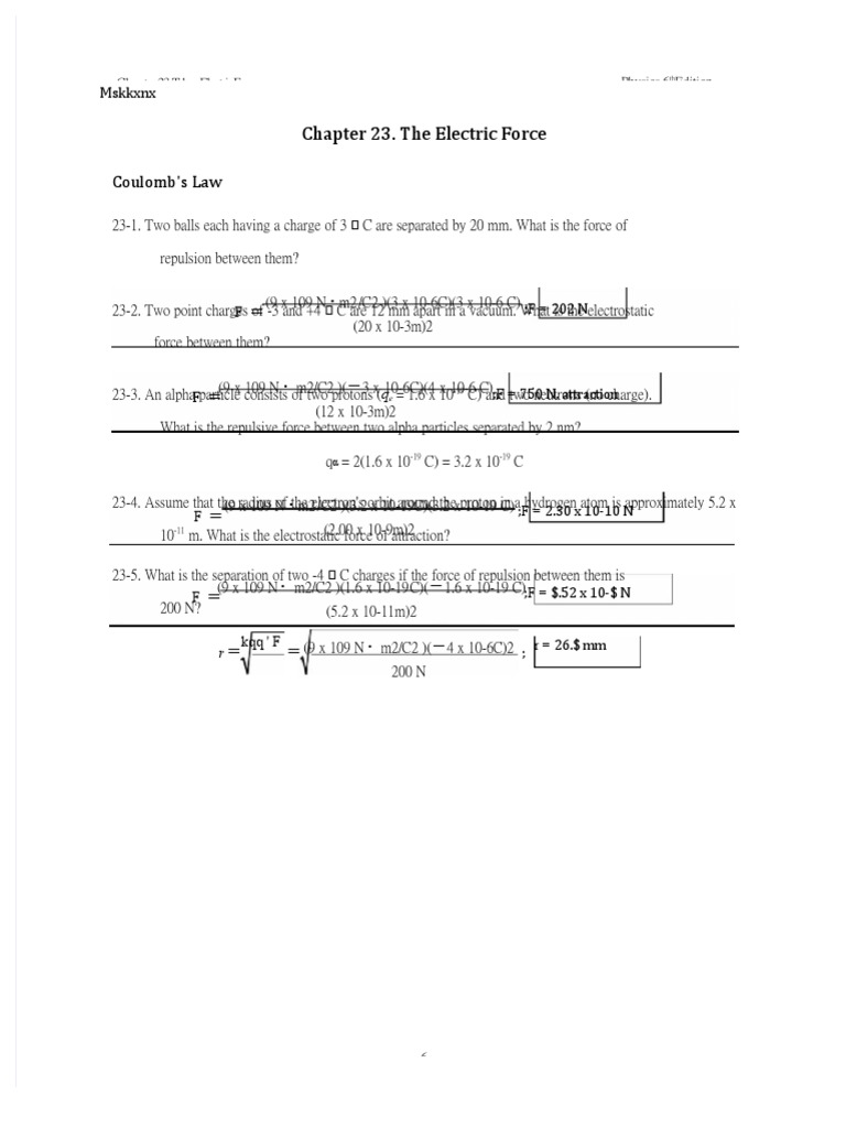 Electric Force Calculations in Physics | PDF | Electric Charge | Atoms