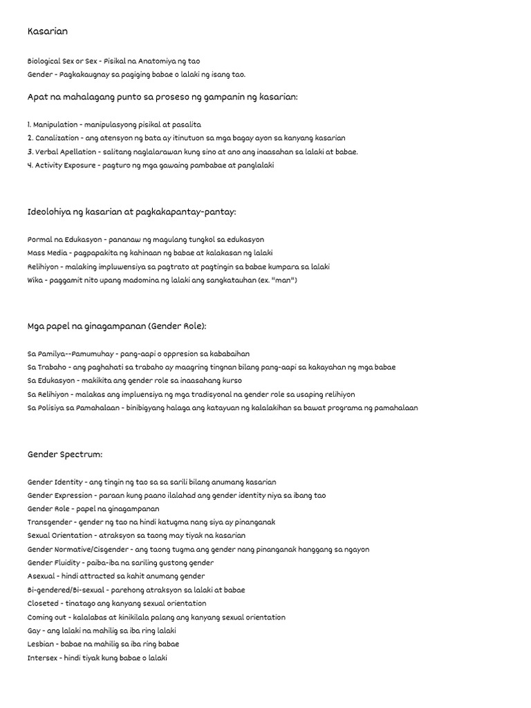 Kasarian Reviewer | PDF