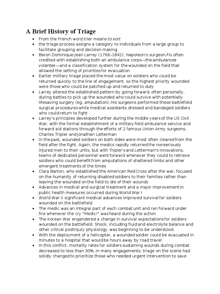 A Brief History of Triage | PDF | Ambulance | Emergency Medical Services