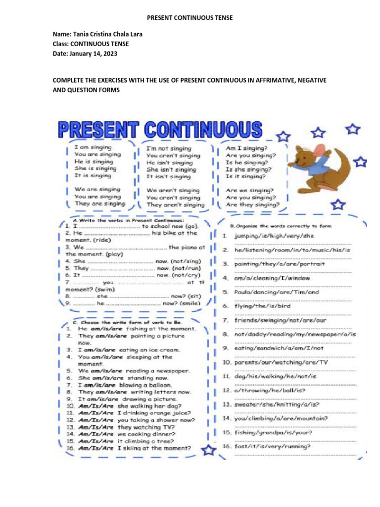 Present Continuous Tense 4 | PDF