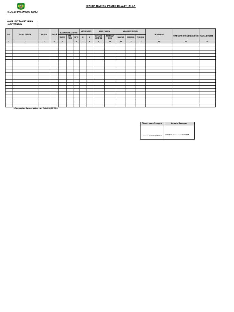 Laporan Sensus Pasien Harian | PDF