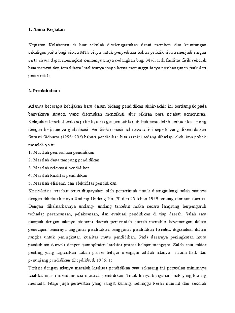 Proposal Kolaborasi Sekolah Luar | PDF