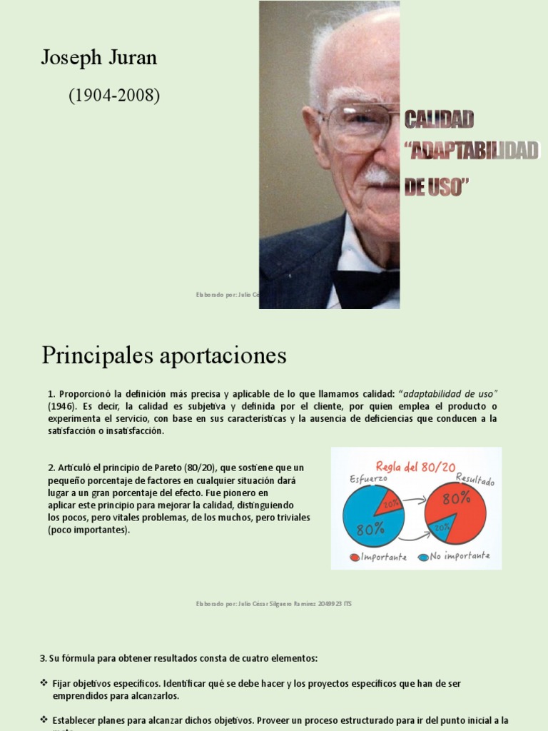 Aportaciones de Joseph Juran a la Calidad | PDF | Calidad (comercial ...