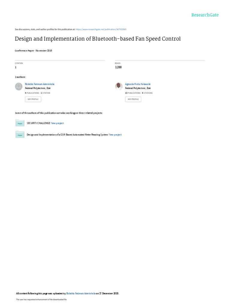 Control fan speed remotely with Bluetooth and Android app | PDF | Bluetooth | Power Supply