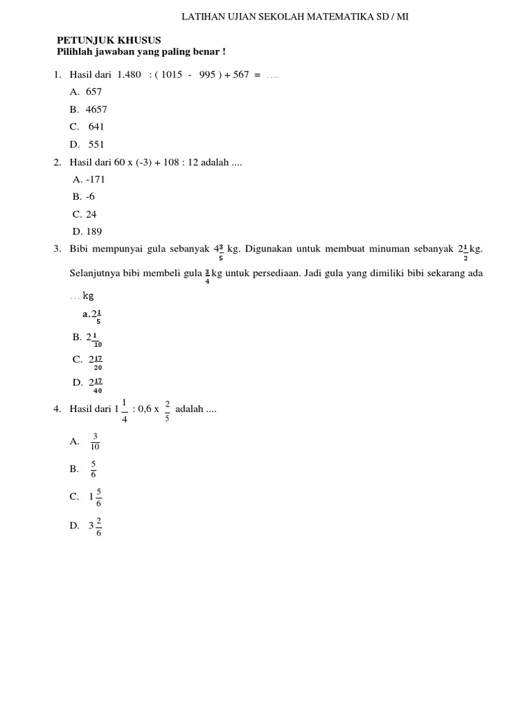 Latihan Soal Matematika | PDF