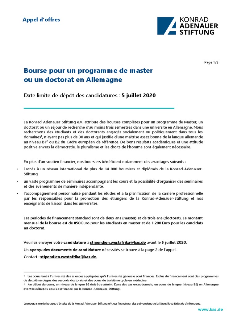 Bourses Master et Doctorat en Allemagne | PDF | Doctorat | Professeur