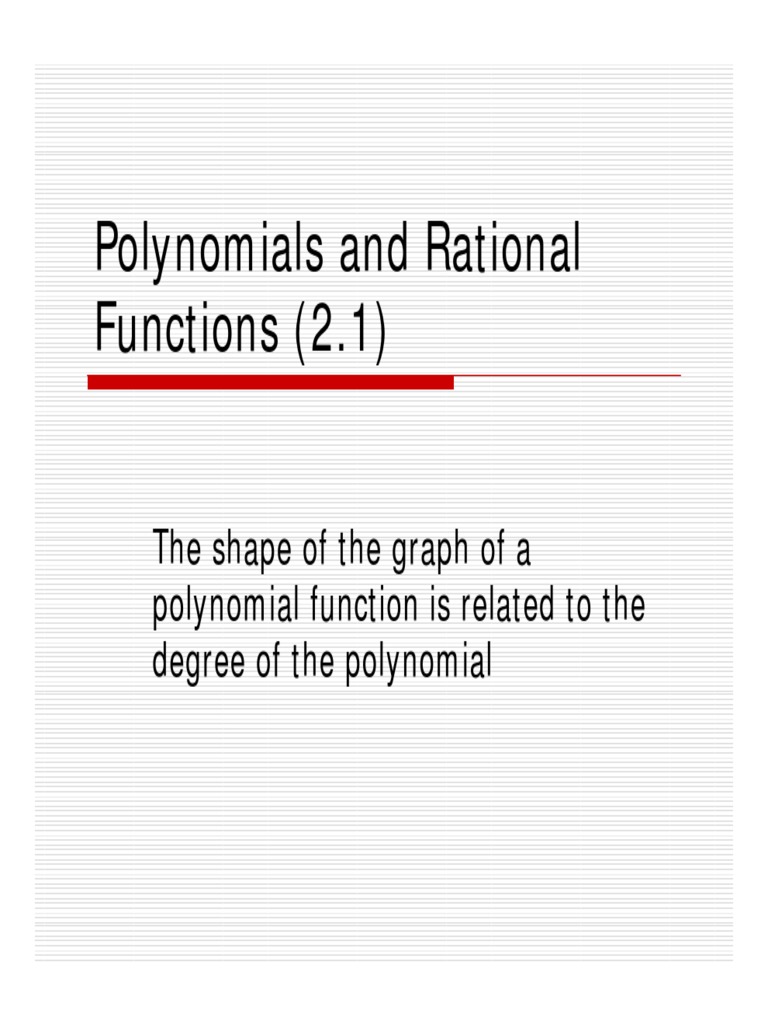 Polynomial and Rational Functions | PDF | Function (Mathematics ...