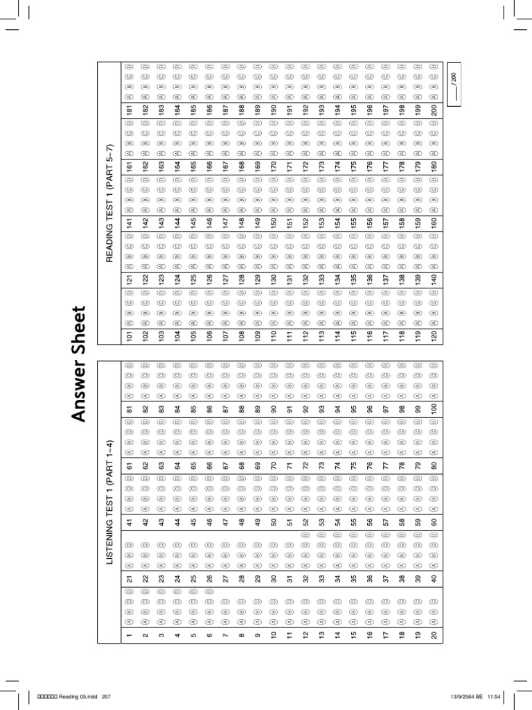 Answer Sheet Toeic 5 บท | PDF