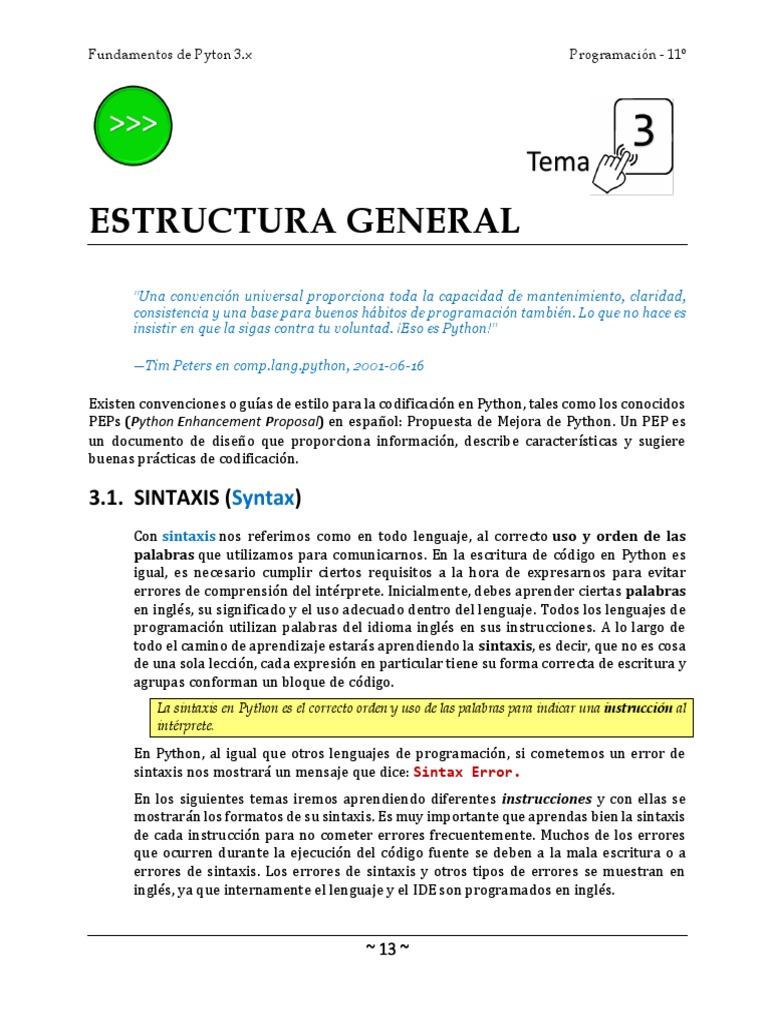 03-Estructura General de Python 3 | PDF | Python (lenguaje de ...