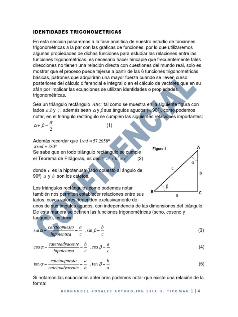 Identidades Trigonometricas | PDF | Funciones trigonométricas | Triángulo