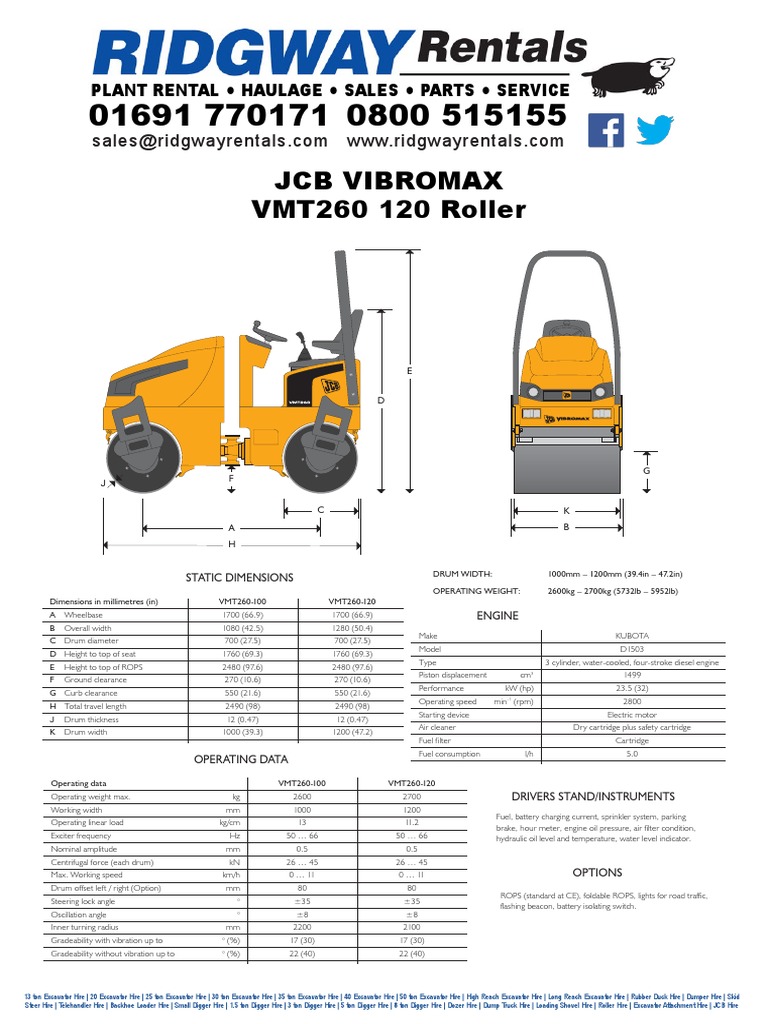120 Roller Hire Specs | PDF | Engines | Diesel Engine