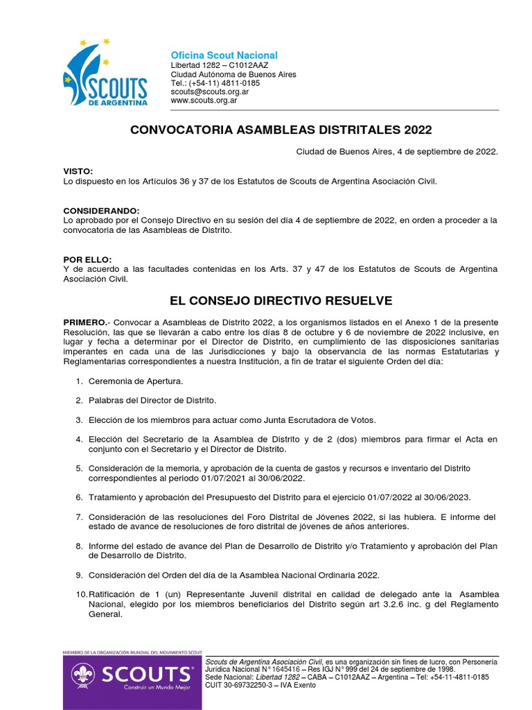 02 Convocatoria Asambleas Distritales 2022 | PDF | Gobierno