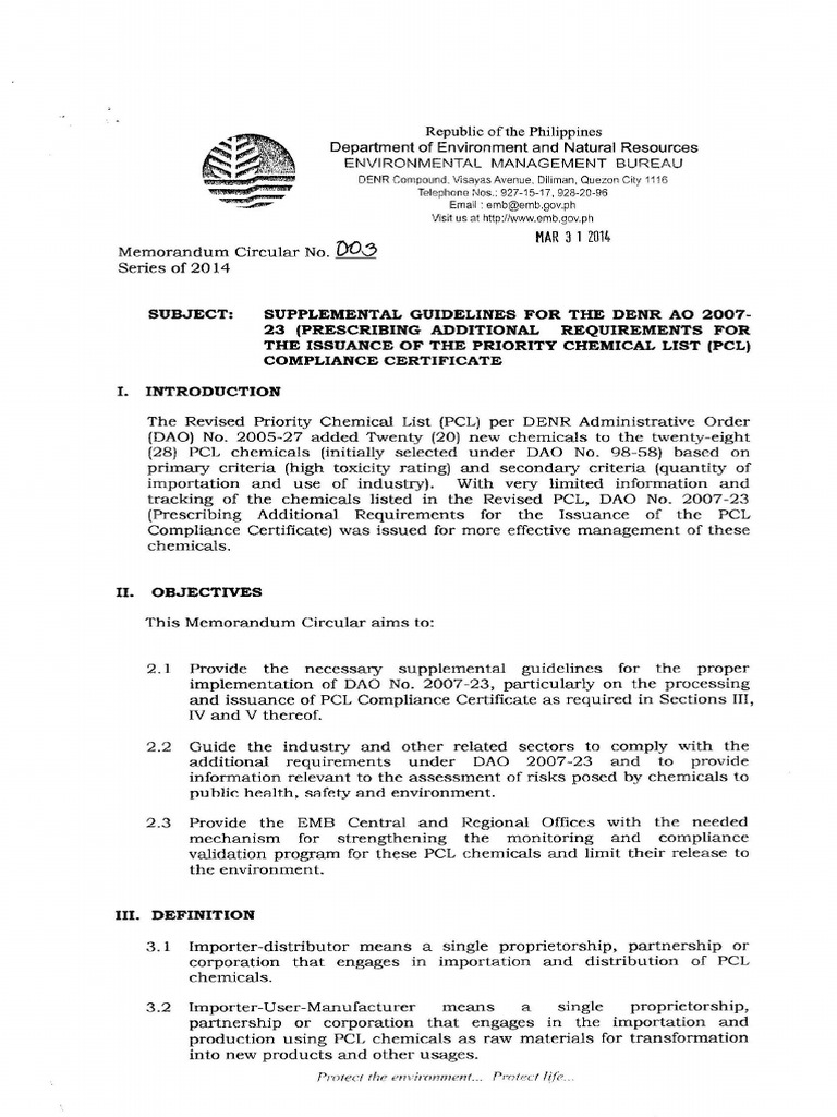 EMB MC 2014 003 Guidelines On PCL | PDF