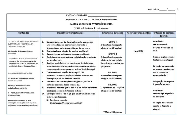 Aelh1215 Matriz Teste7 | PDF | Economia | Portugal