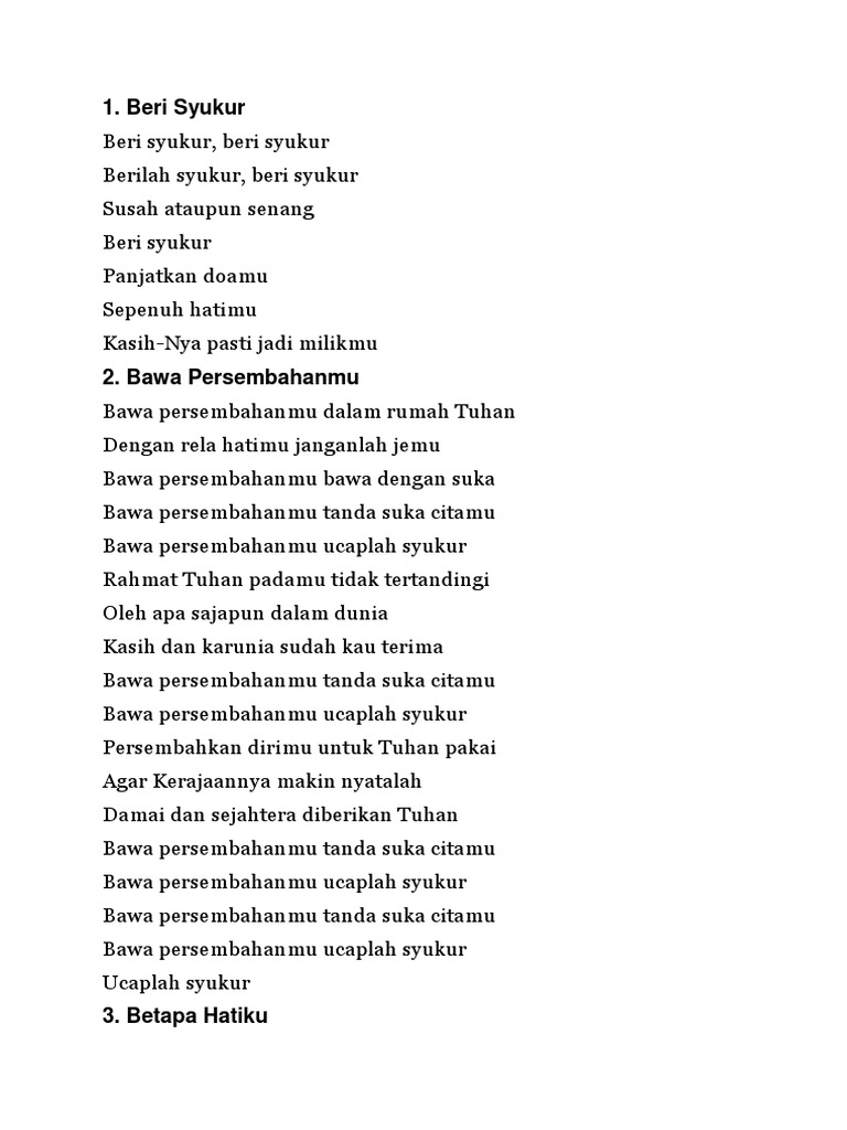 Lagu Persembahan | PDF | Memasak, Makanan, & Anggur | Agama & Spiritualitas