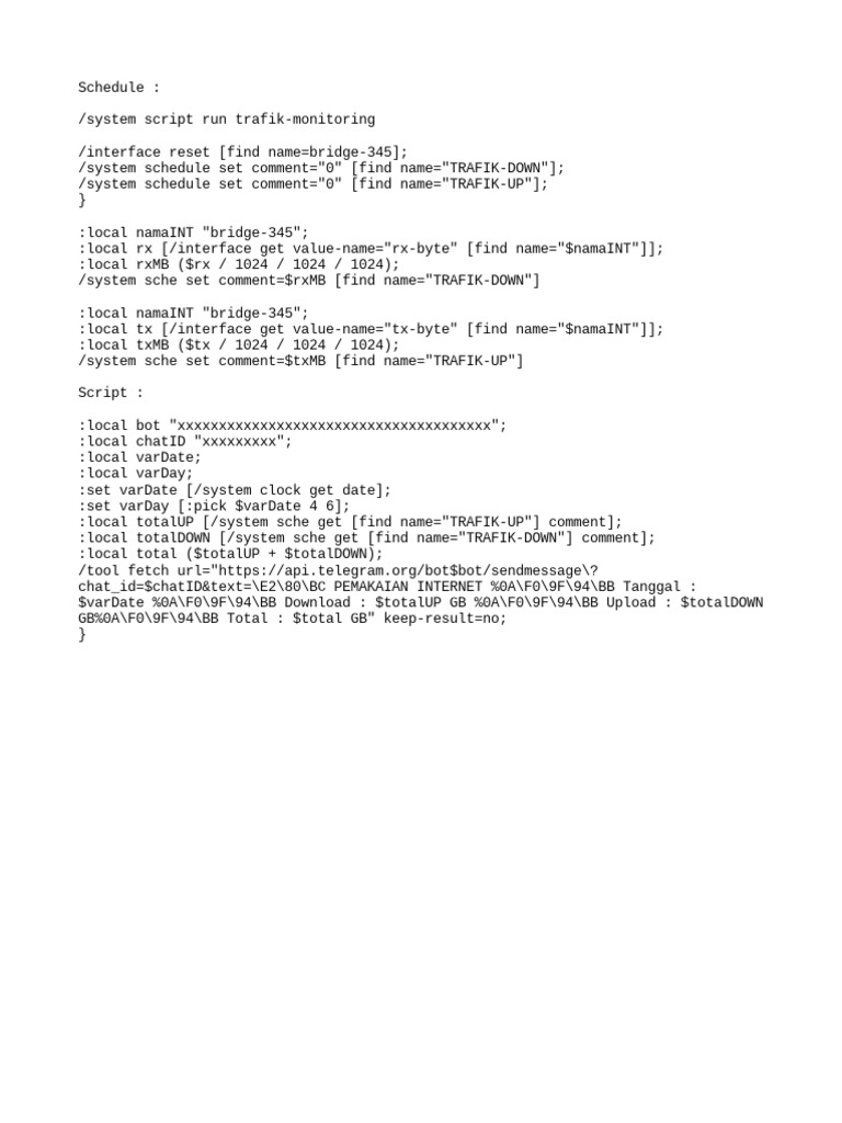 Script Info Pemakaian Bandwith Mikrotik | PDF | Computers