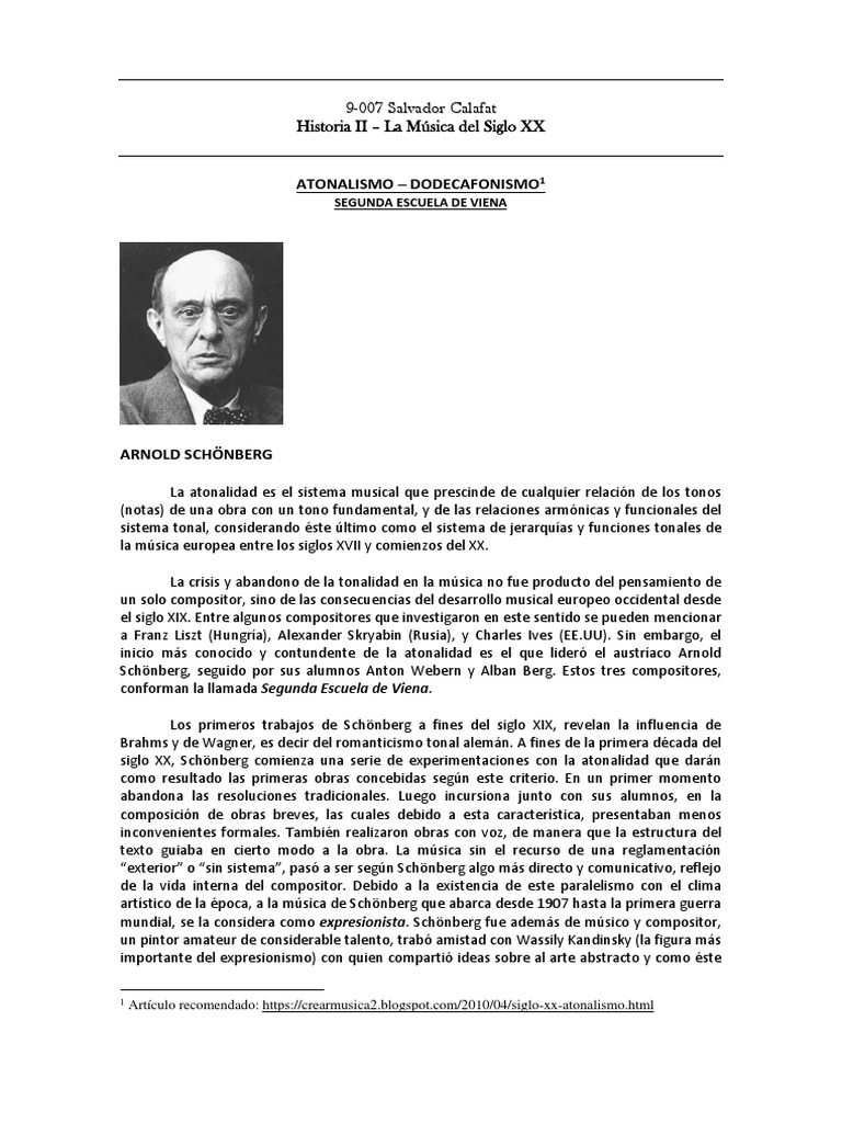 Atonalismo y Dodecafonismo | PDF | Música clásica | Composiciones Musicales