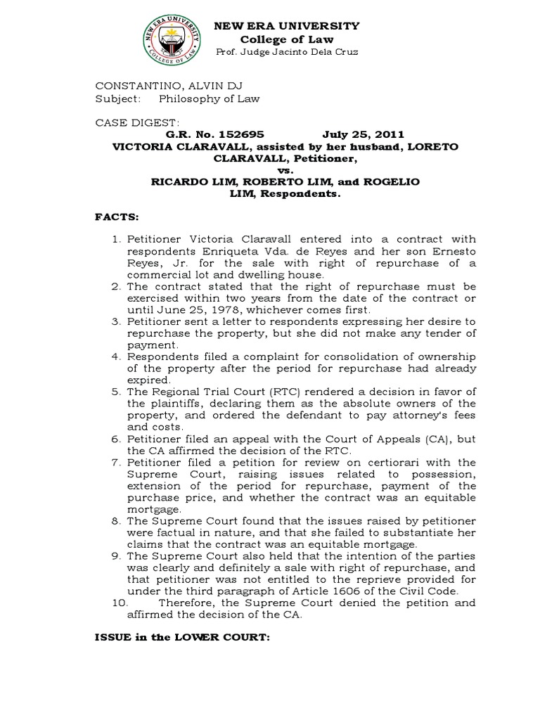 Claravall vs. Lim, 654 SCRA 301 | PDF | Courts | Public Law