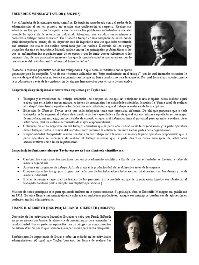 Aportaciones de Frederick Taylor a la administración | PDF | Adidas