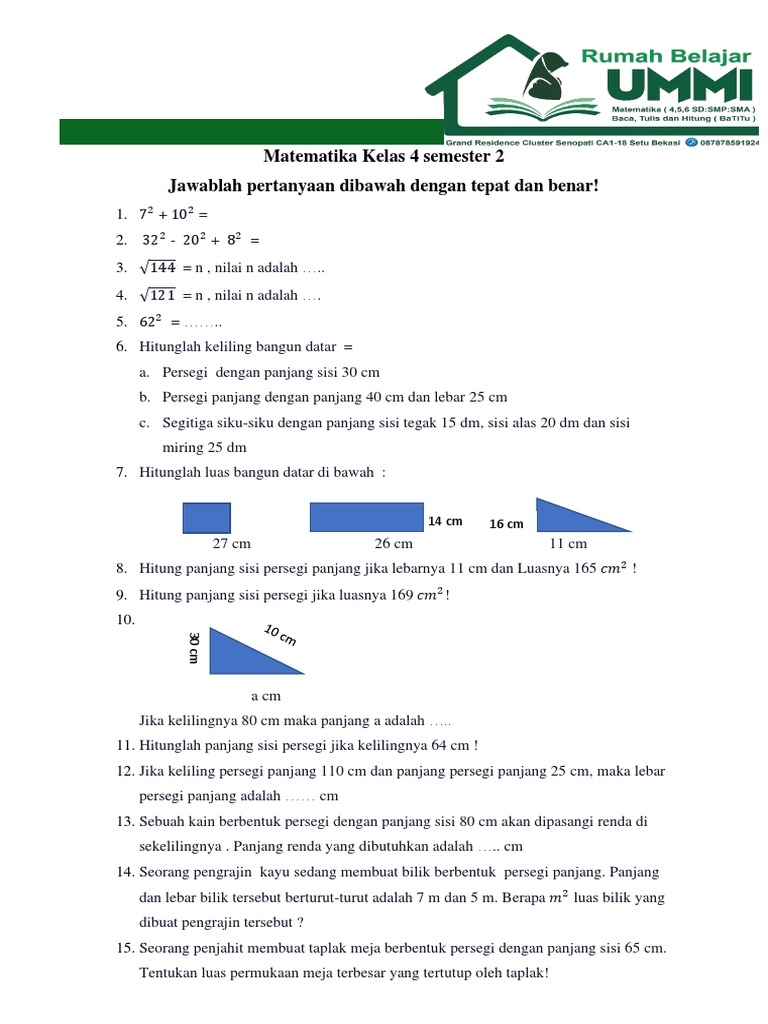 soal matematika kelas 4 Semester 2 | PDF