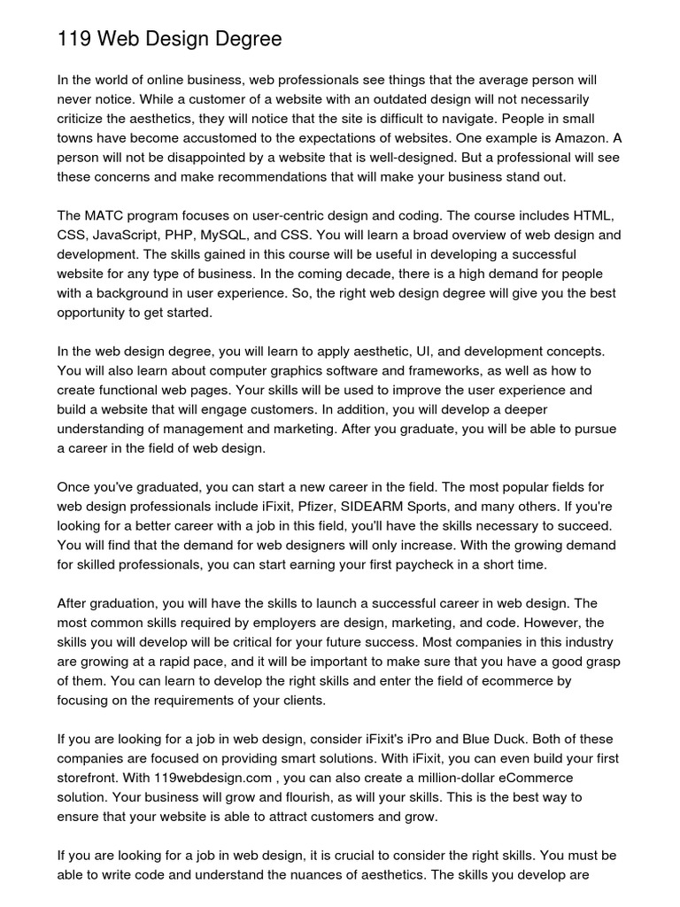 Web Design Degree: Skills & Career Paths | PDF | Web Design | Websites