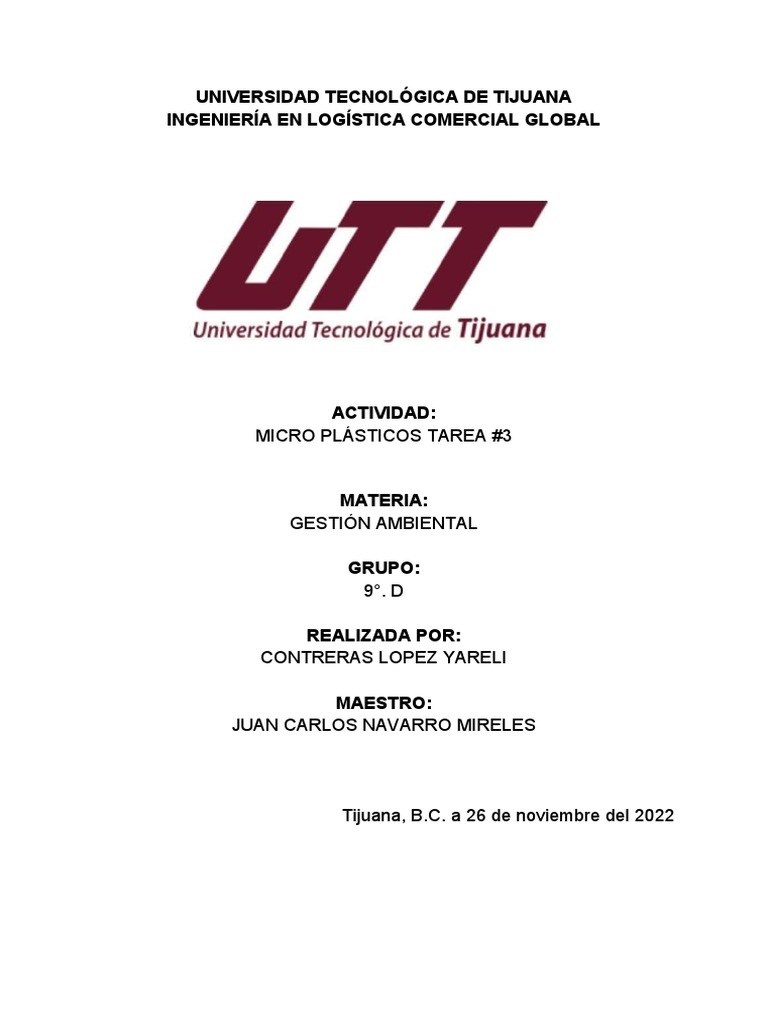 Micro Plásticos Tarea #3 | PDF | El plastico | Materiales