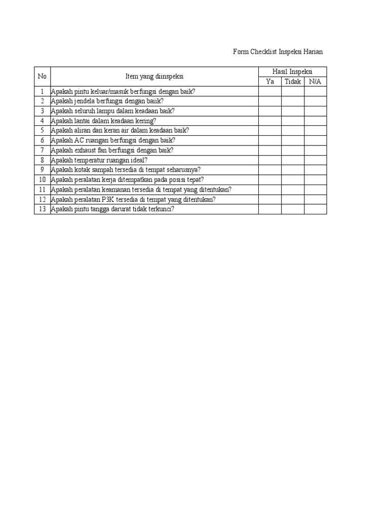 Form Inspeksi | PDF
