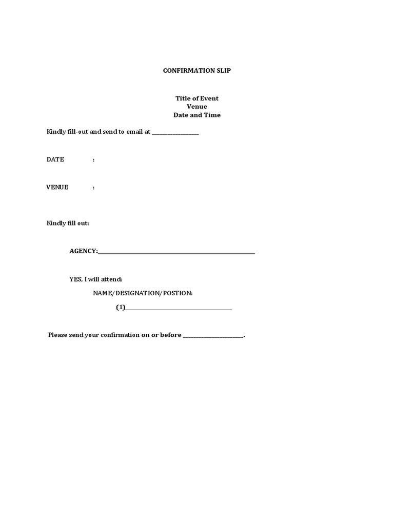 Event Attendance Confirmation Slip | PDF