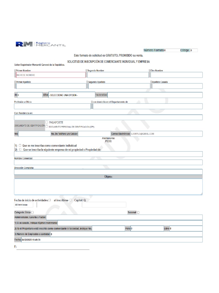 Formulario de Inscripción de Empresa | PDF