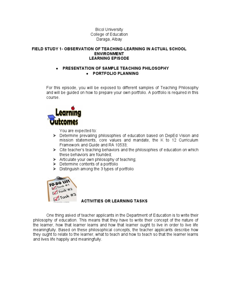 My Teaching Philosophy and Portfolio Planning and Preparation | PDF ...